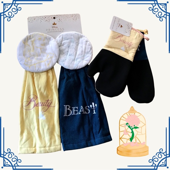 Disney | Kitchen | Disney Beauty And The Beast Kitchen Towels And Oven ...